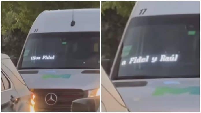Aparece en un transporte público de Miami-Dade la frase "Viva Fidel y ...
