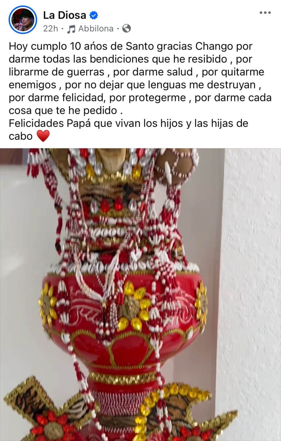 La Diosa celebra diez años de santo: “Gracias, Changó, por quitarme ...