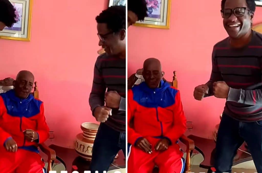 Actor cubano Kike Quiñones visita al coach de boxeo Alcides Sagarra, a ...