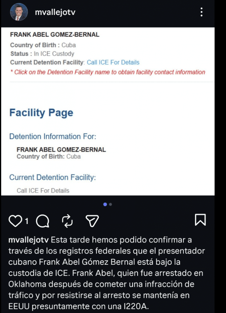 ¿Locutor Frank Abel Gomez Bernal está retenido por ICE? - Cuballama ...