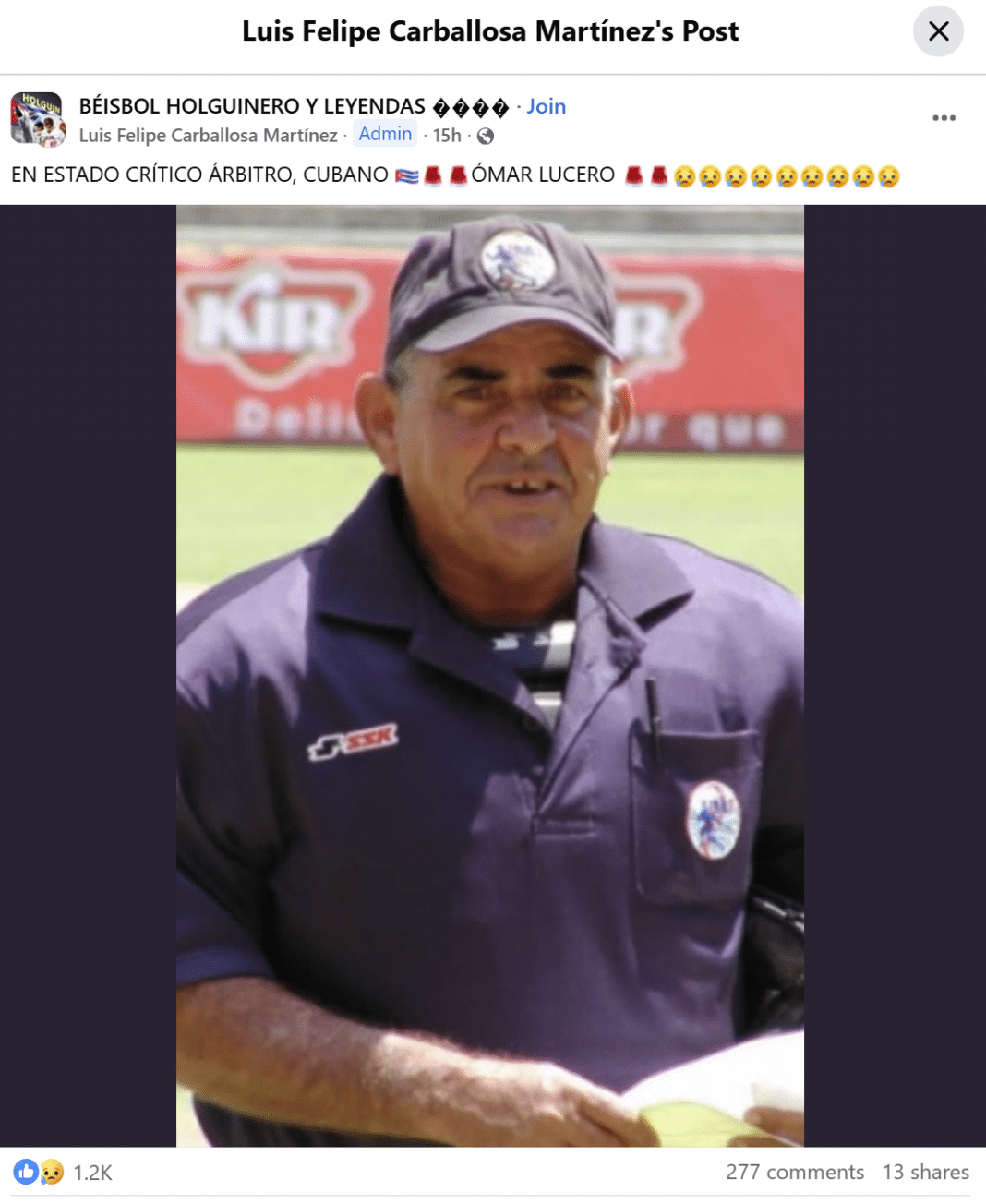 Preocupación en el béisbol cubano: reportan en estado crítico al ...